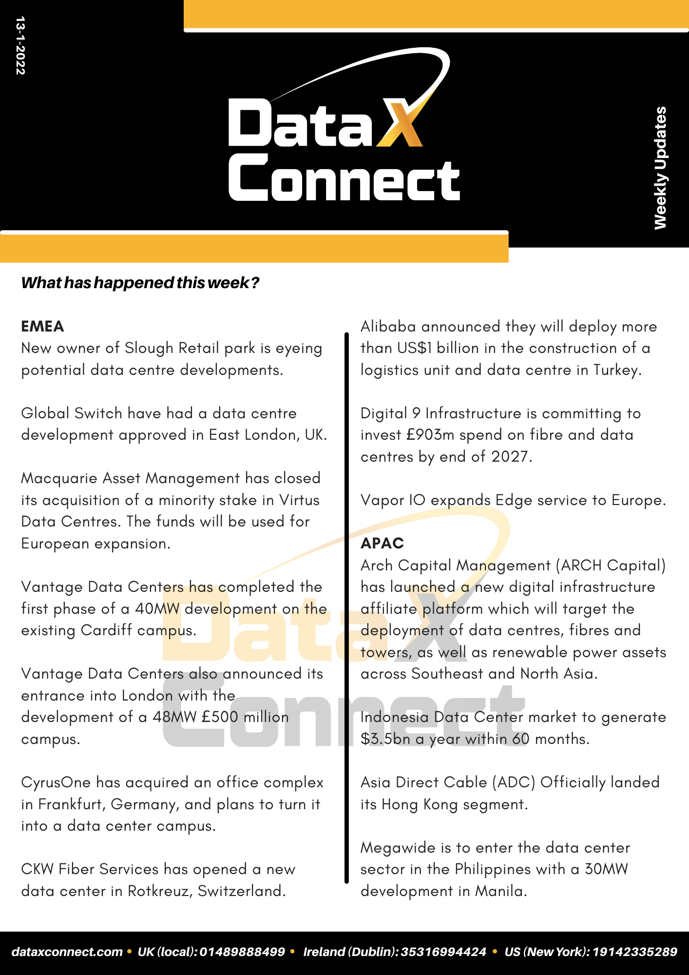 Weekly update - 13th January - DataX Connect